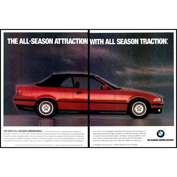BMW | Art | 994 Bmw 325i 2 Door Convertible Vintage Print Ad Rain Storm ...